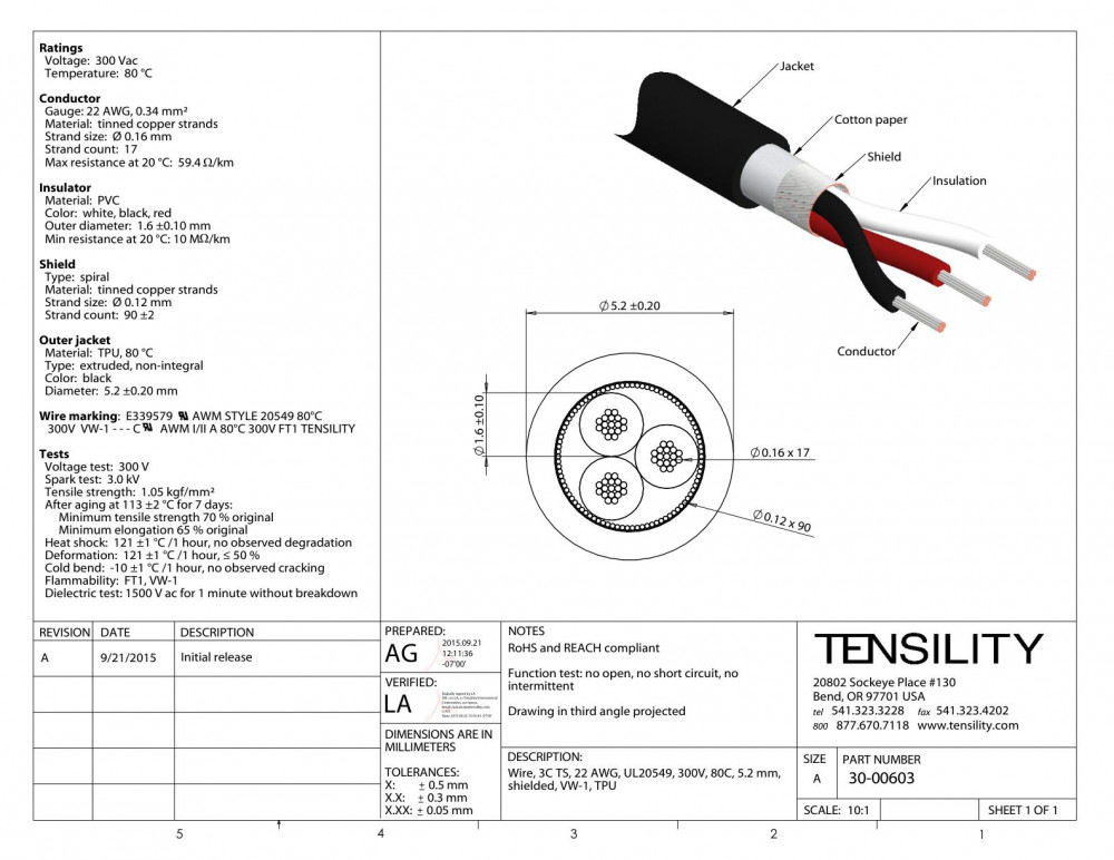 Tensility International 30-00603 technical drawing