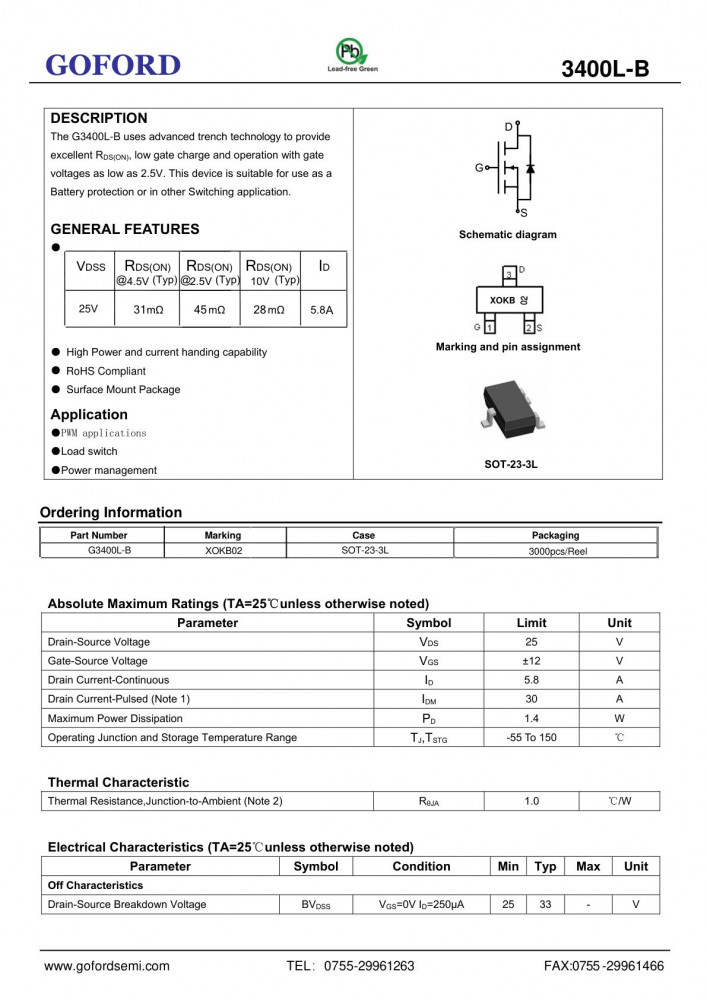 3400L-B datasheet page 1