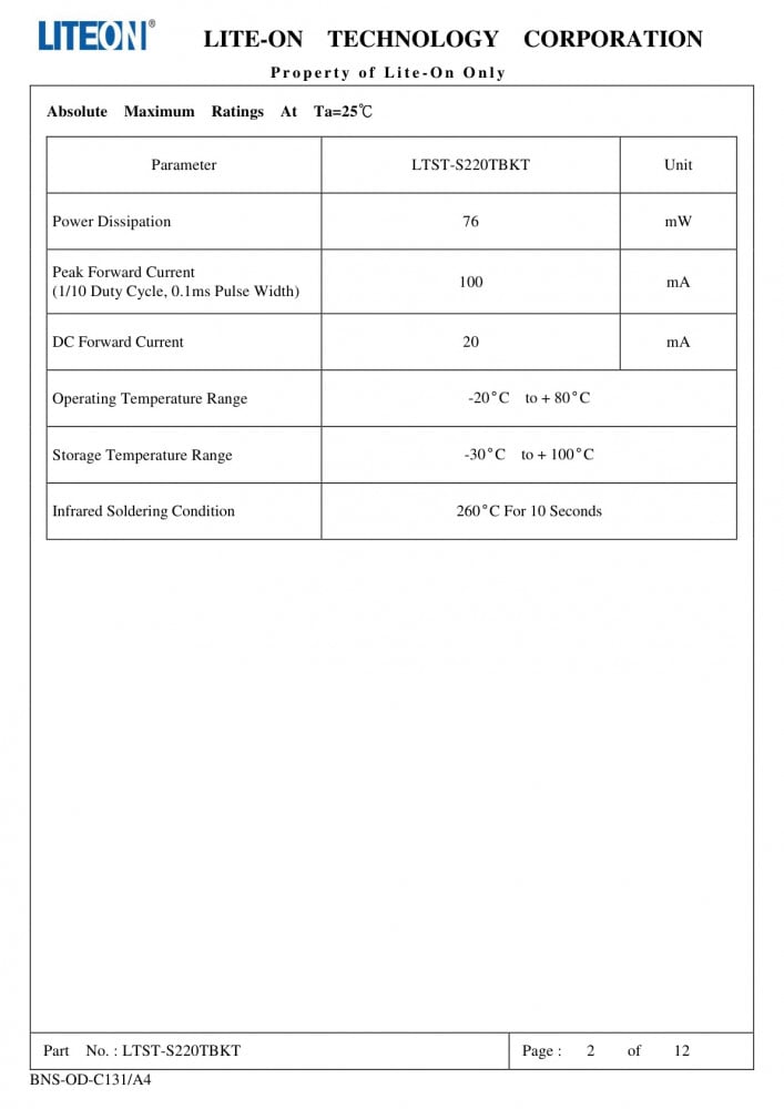 LTST-S220TBKT datasheet page 3