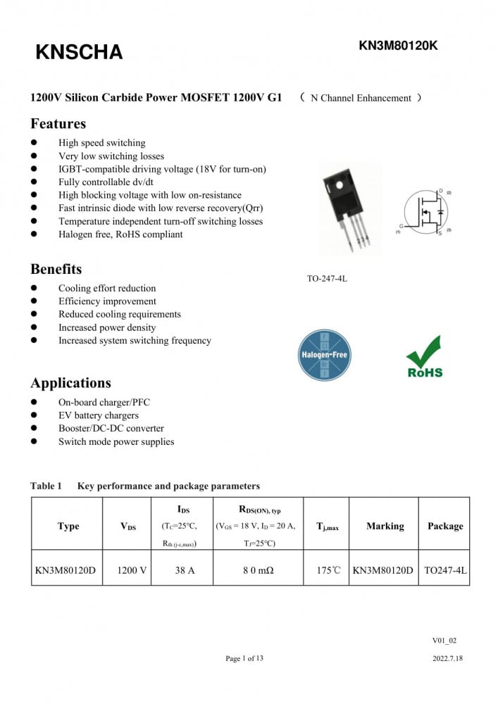 KN3M80120K datasheet page 1