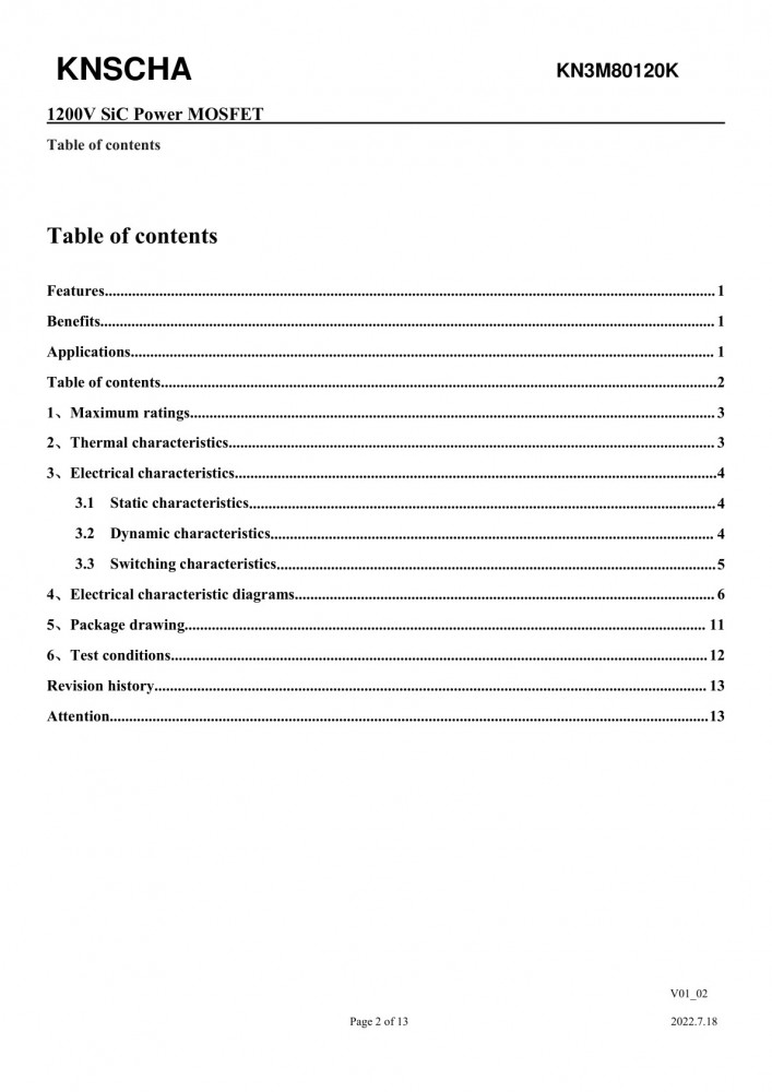 KN3M80120K datasheet page 2