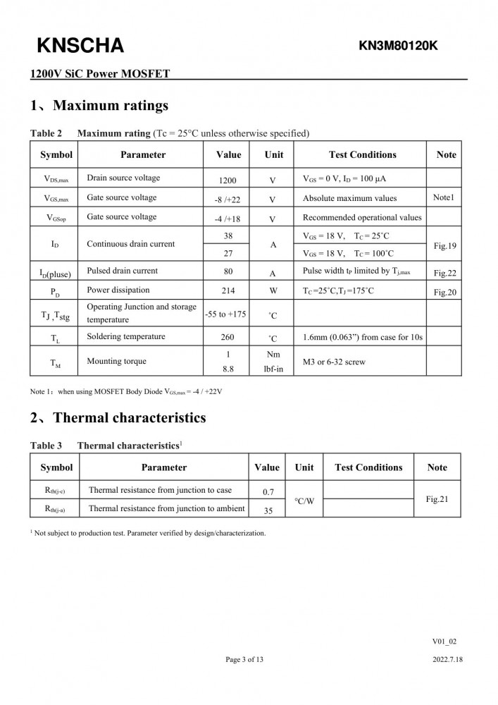 KN3M80120K datasheet page 3
