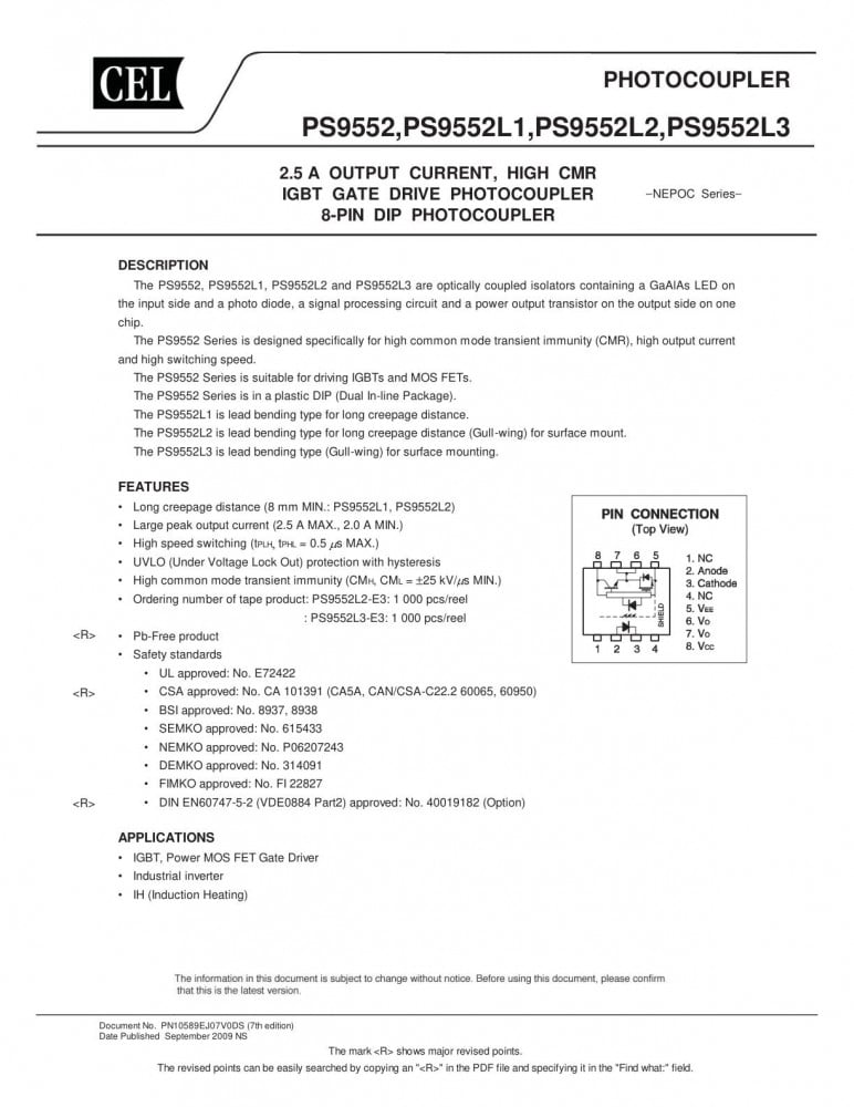 PS9552L3-AX datasheet page 1