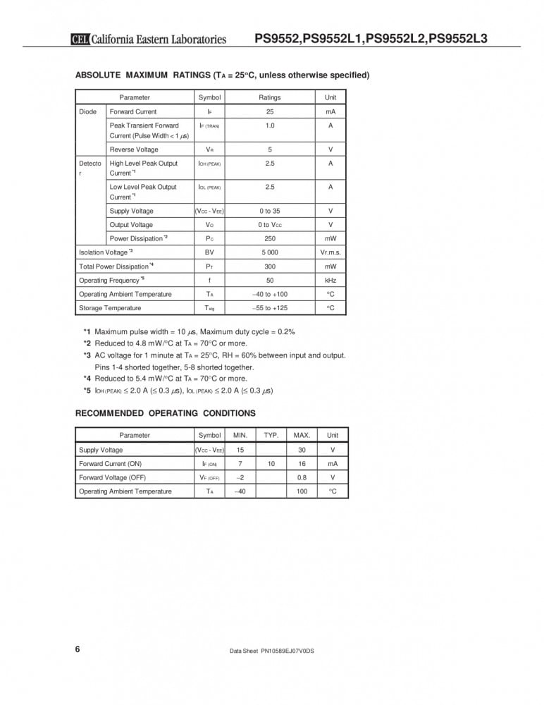 PS9552L3-AX datasheet page 6