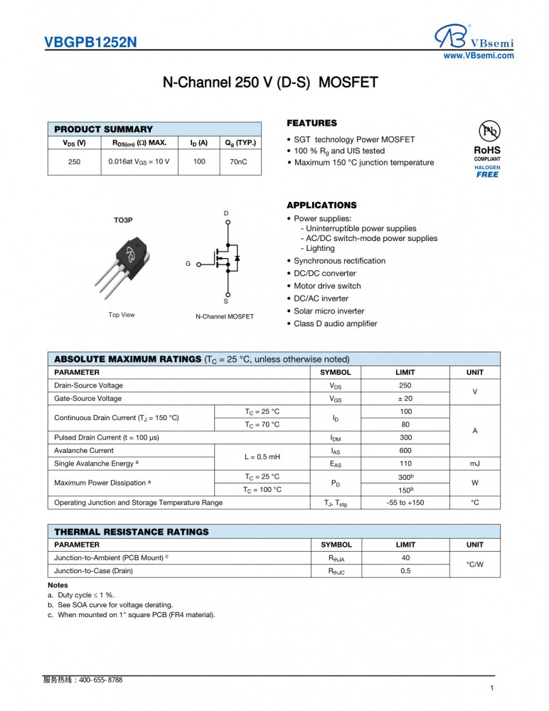 VBGPB1252N technical document page 1