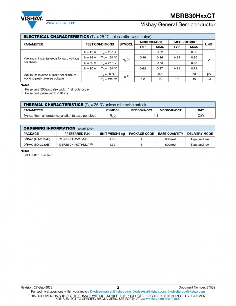 MBRB30H technical document page 2