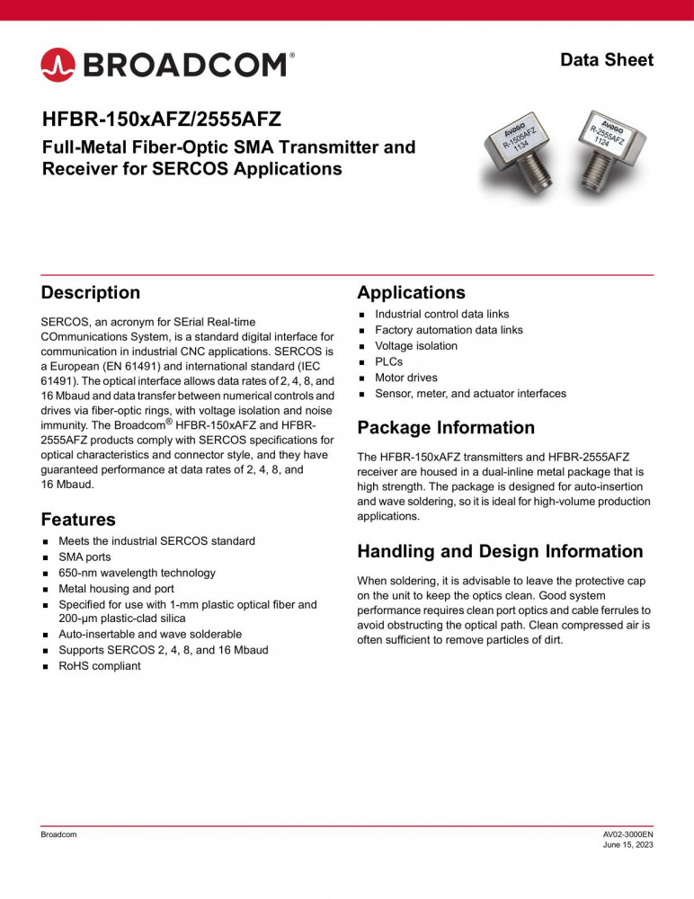 HFBR-2555AFZ datasheet page 1