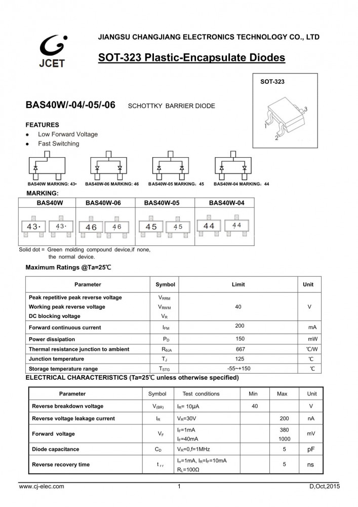 BAS40W-04 datasheet page 1