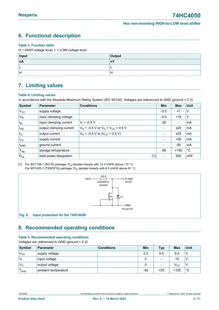 74HC4050PW datasheet page 3