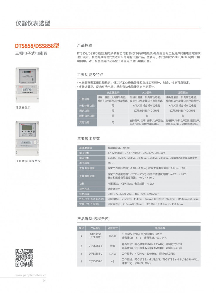 PEOPLE DTS858/DSS858 three-phase electronic energy meter technical document