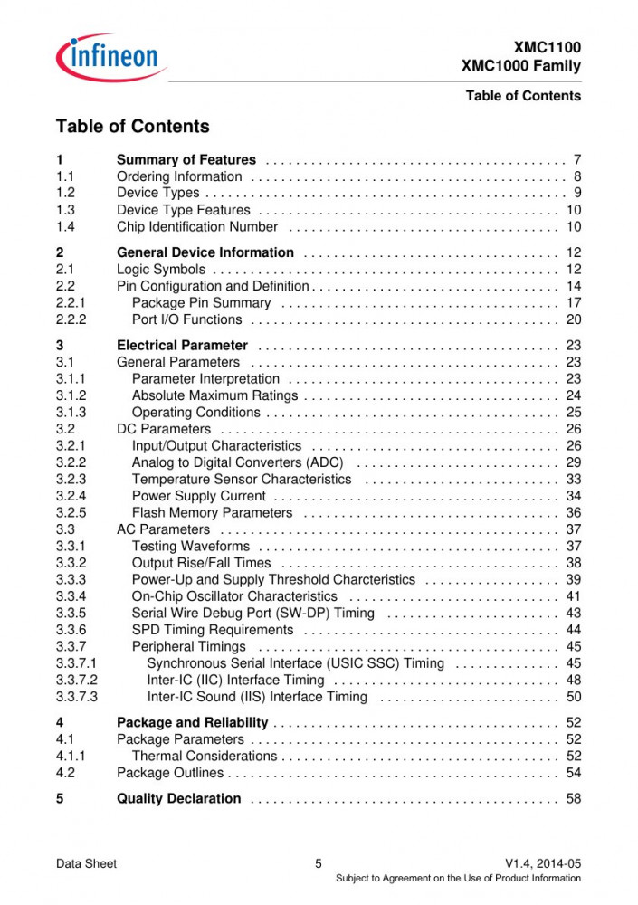 XMC1100 datasheet page 5