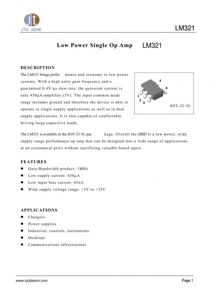 JTDLM321 datasheet page 1