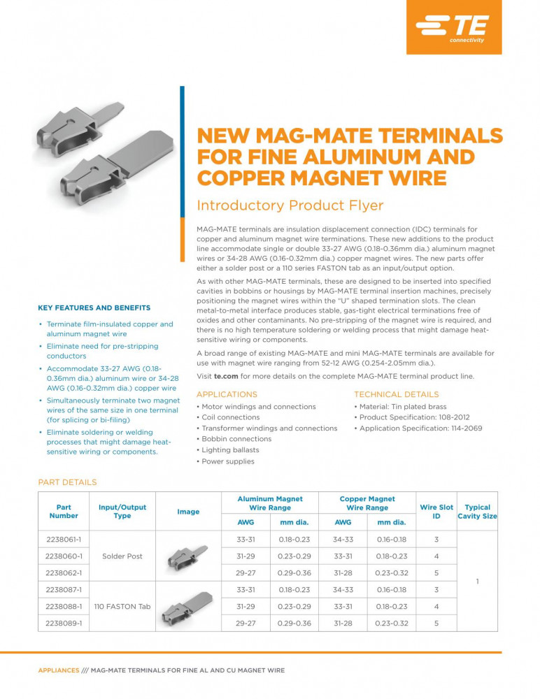 TE Connectivity MAG-MATE terminal technical document page 1