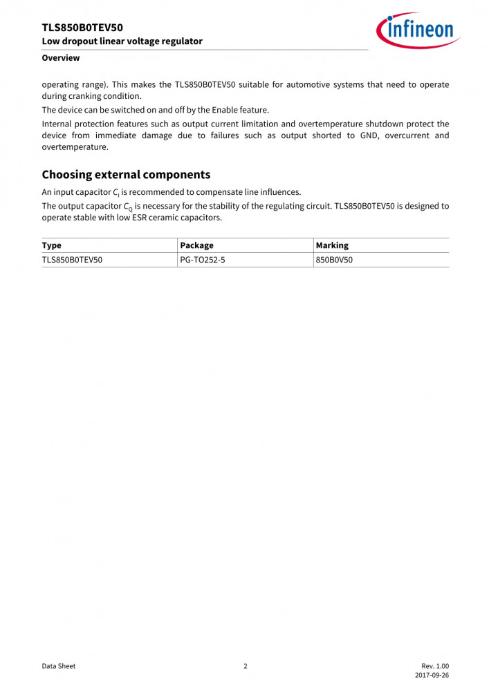 TLS850B0TEV50 datasheet page 2