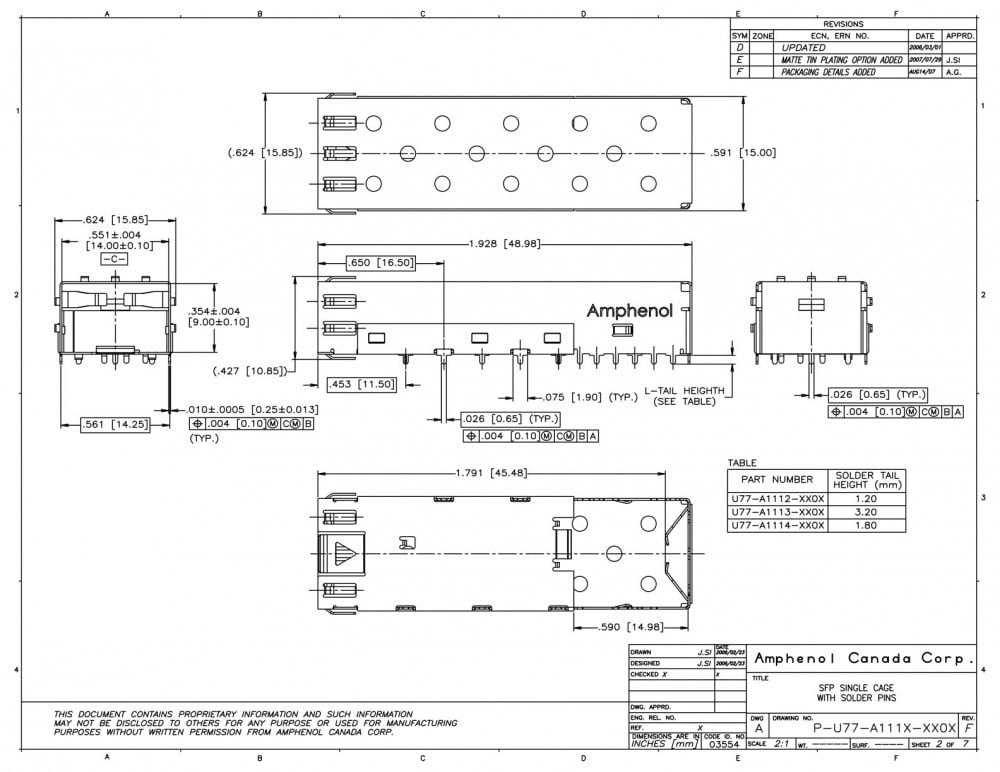 Amphenol U77 SFP cage drawing page 2