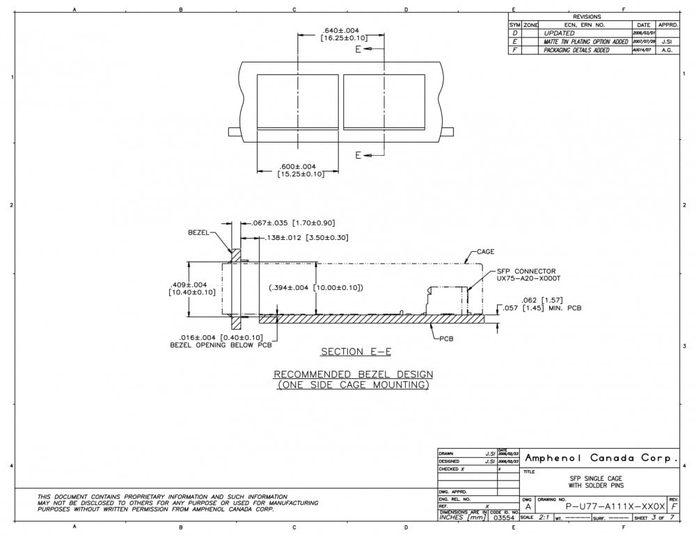 Amphenol U77 SFP cage drawing page 3