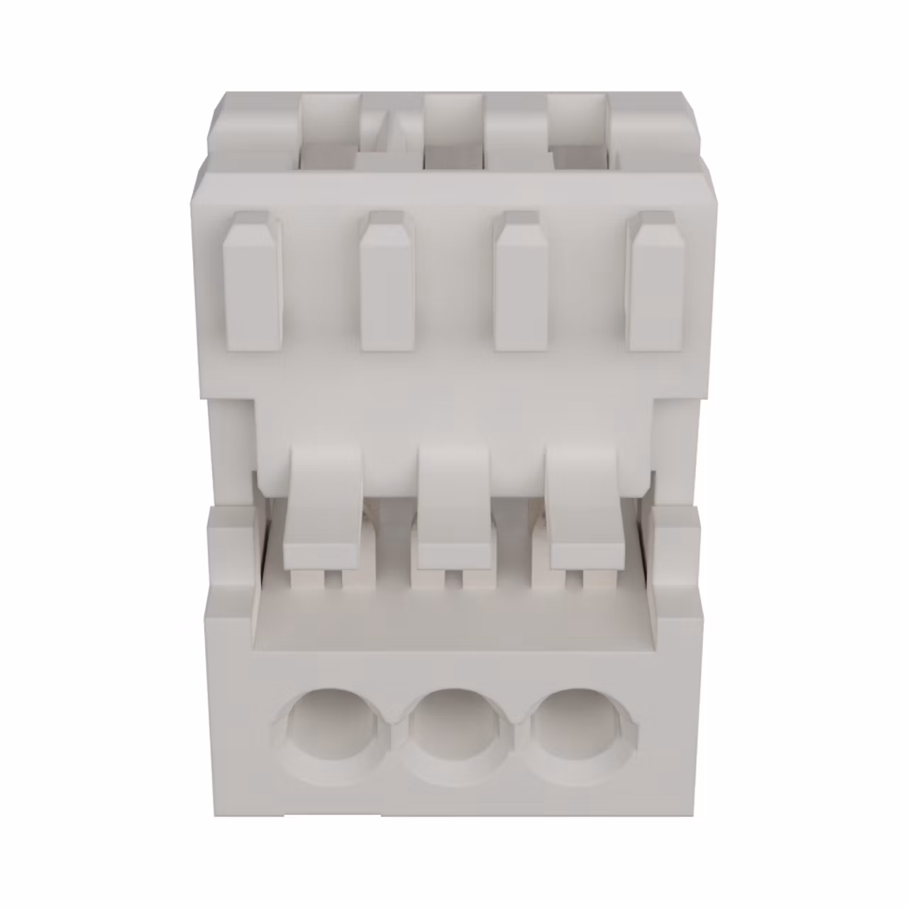 Appli-Mate RAST 2.5 Female Connector, 2.50mm Pitch, 3 Circuits, All Position Keys, Open Endwalls, Polarizing Rib Between Circuits 1 & 2 for sale