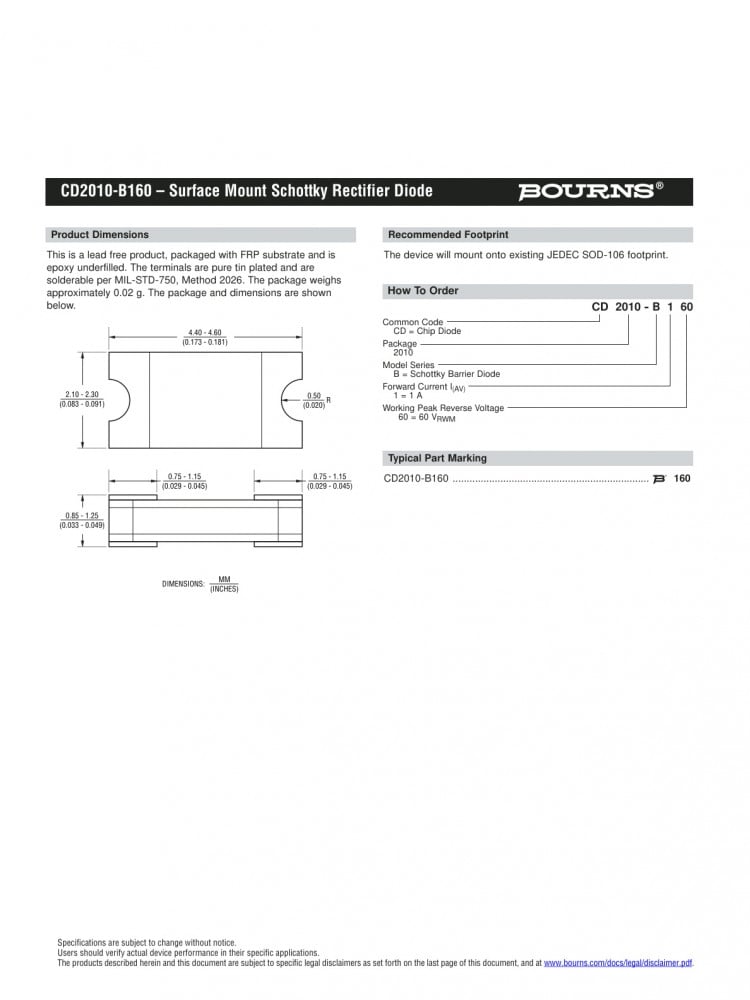 CD2010-B160 datasheet page 2