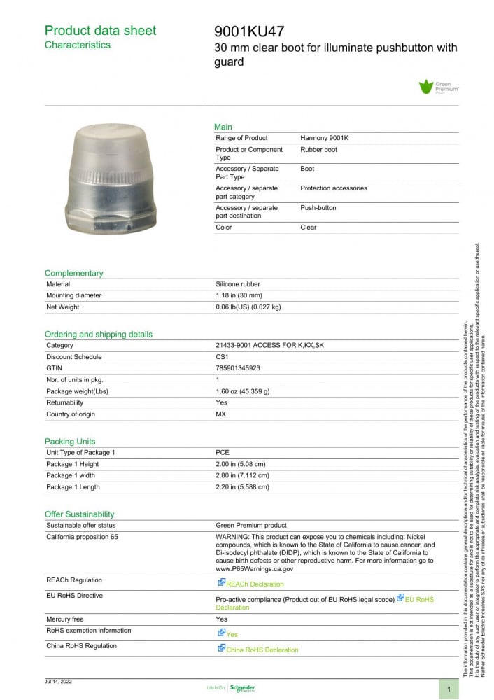 9001KU47 technical document page 1