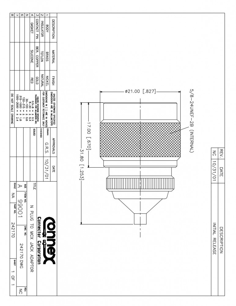 Amphenol 242170 technical drawing