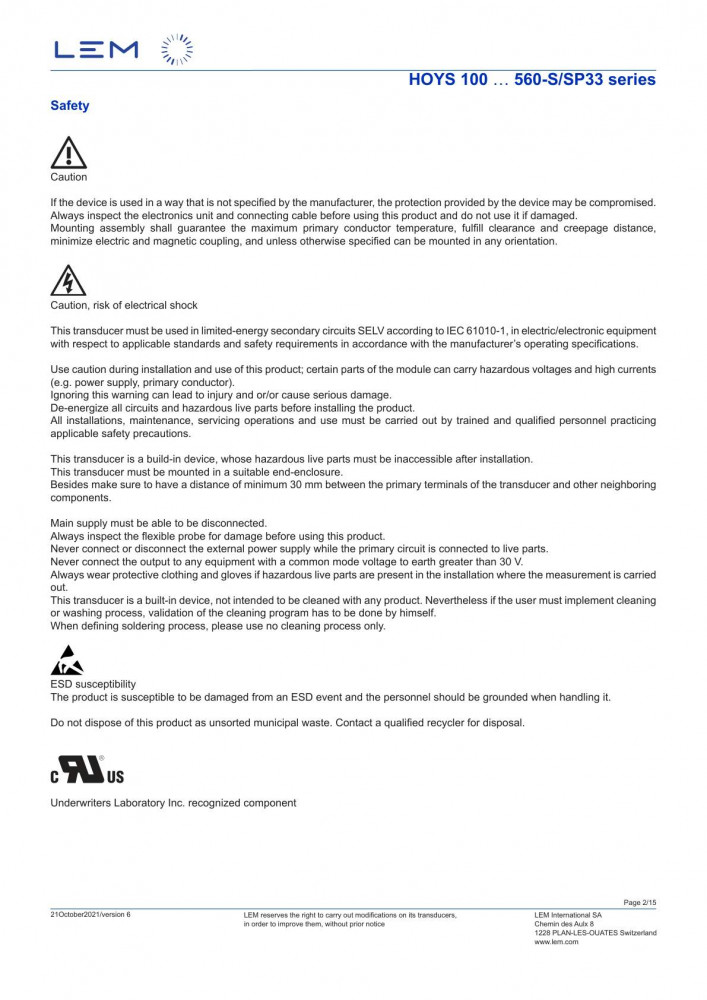 HOYS 400-S/SP33 datasheet page 2