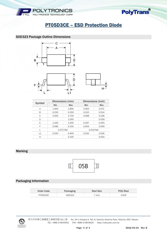 PT05D3CE datasheet page 4