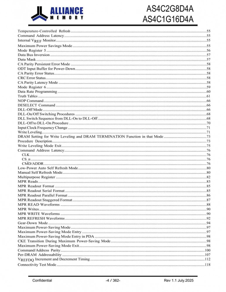 AS4C2G8D4A-62BCN datasheet preview page 4