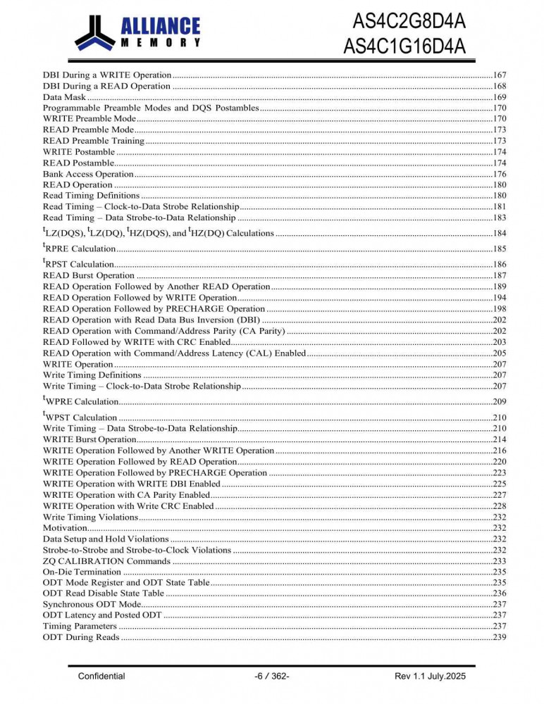 AS4C2G8D4A-62BCN datasheet preview page 6