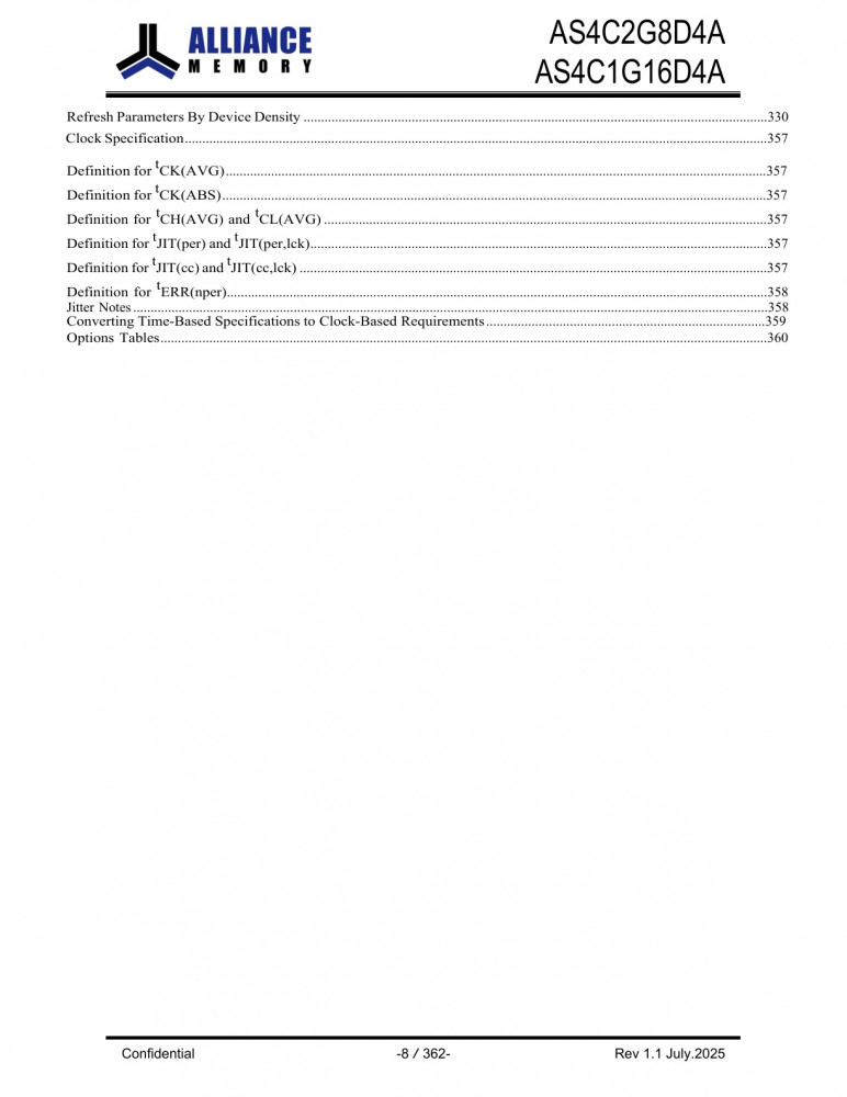 AS4C2G8D4A-62BCN datasheet preview page 8