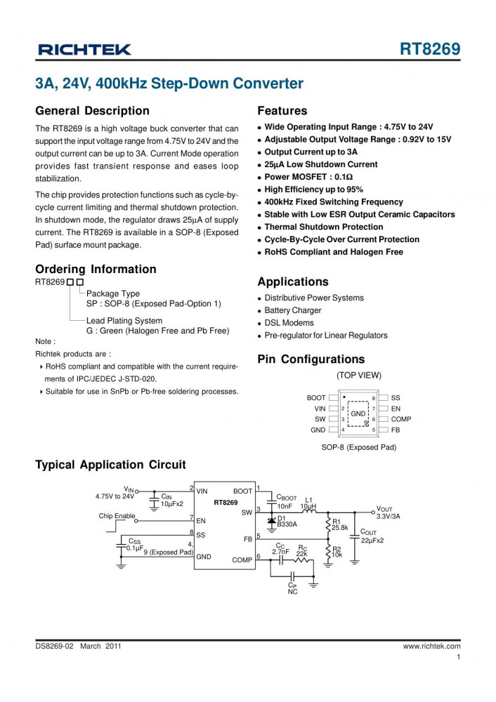 RT8269GSP datasheet page 1