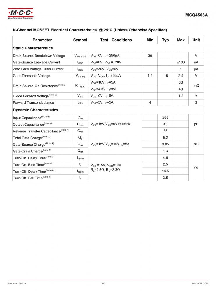 MCQ4503A-TP datasheet page 2