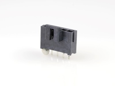 Ultra-Fit Vertical Header, 3.50mm Pitch, Single Row, 6 Circuits, with Kinked Pins, 0.76µm Gold (Au) Plating, Glow-Wire Capable, Black