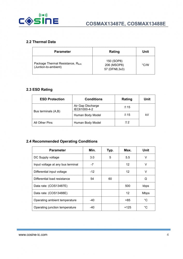 COSMAX13487EESA datasheet page 4