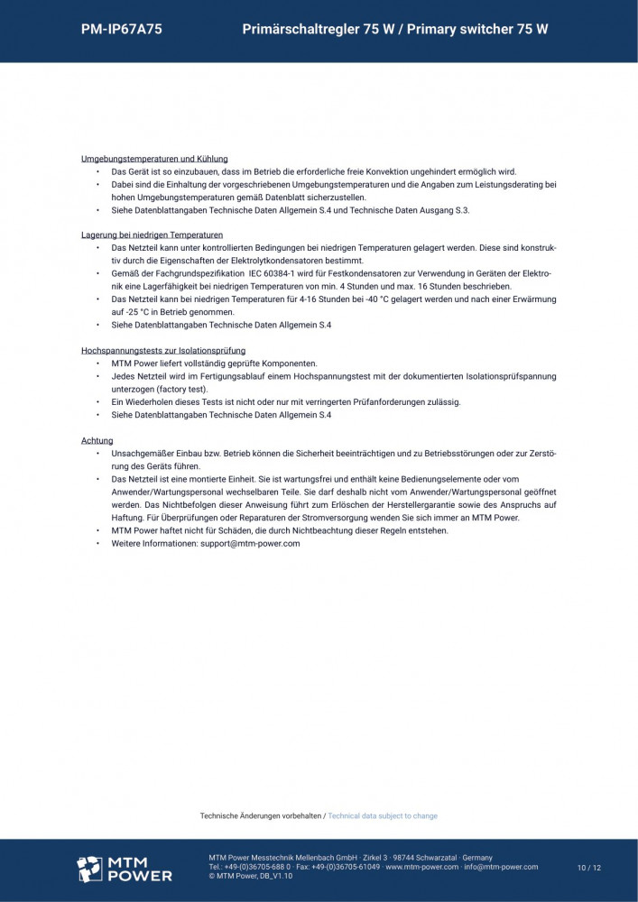 PM-IP67A75 datasheet page 10