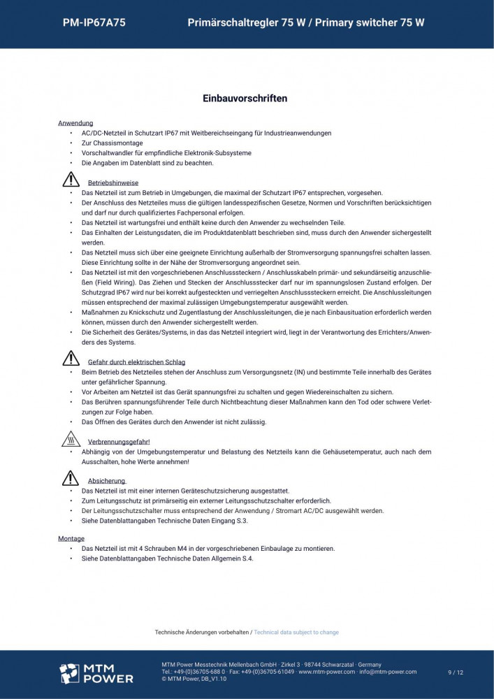 PM-IP67A75 datasheet page 9
