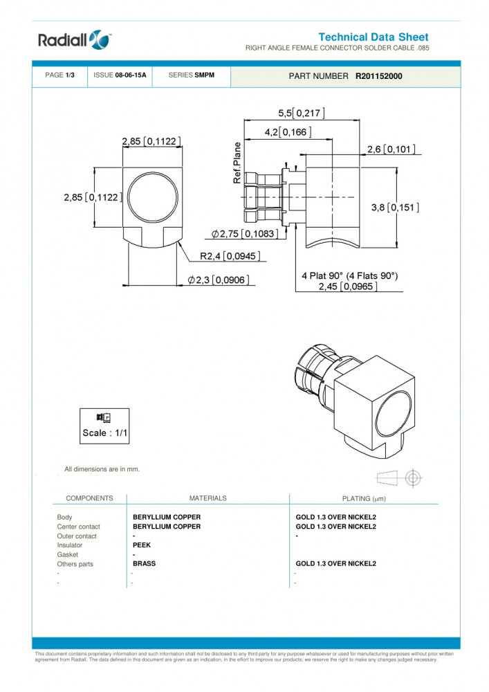 R201152000 specification page 1