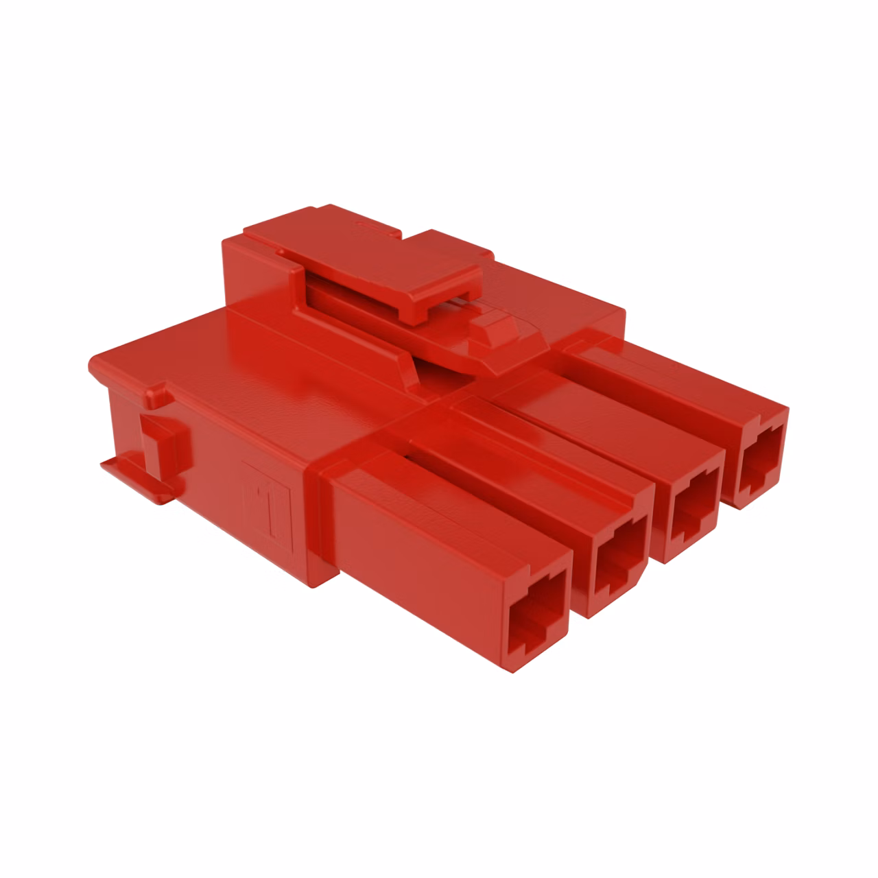 Mega-Fit ColorLock Tangless TPA-Capable Receptacle Housing, Single Row, 4 Circuit, UL 94V-0, Glow-Wire Capable, Red for sale