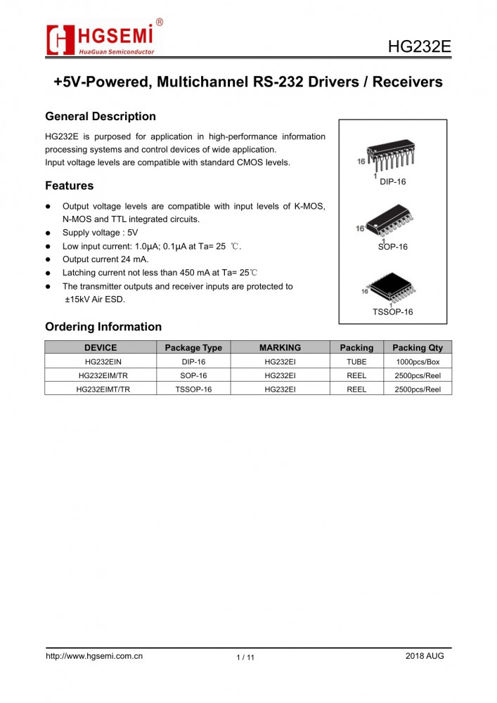 HG232EIM/TR datasheet page 1