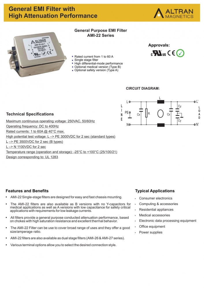 AMI-22 series product documentation page 1