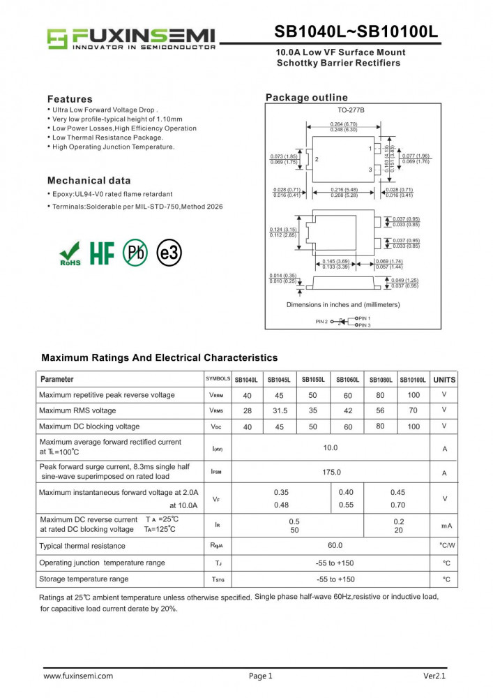 SB10100L datasheet page 1