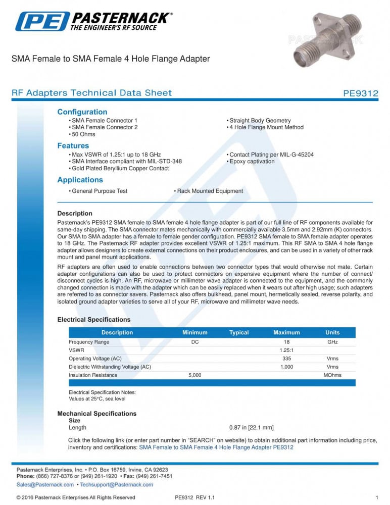 PE9312 technical document page 1