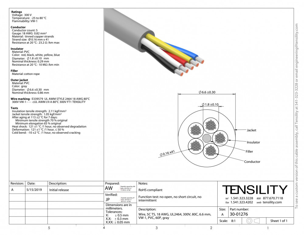 30-01276 Tensility cable product drawing