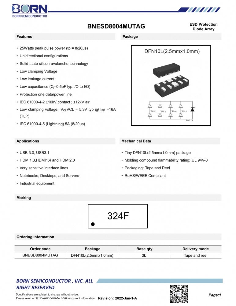 BNESD8004MUTAG datasheet page 1