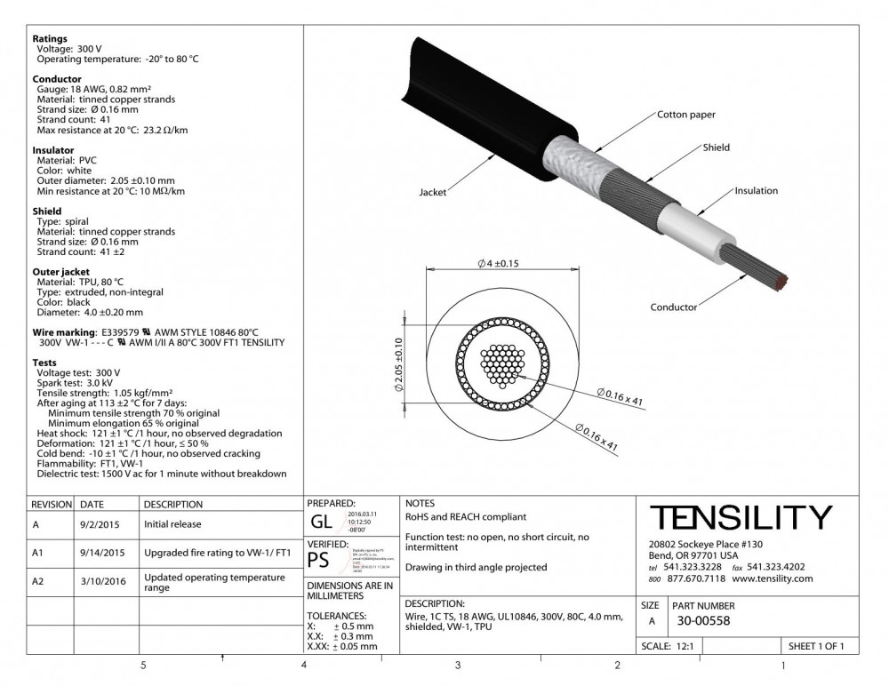 Tensility International 30-00558 product drawing preview