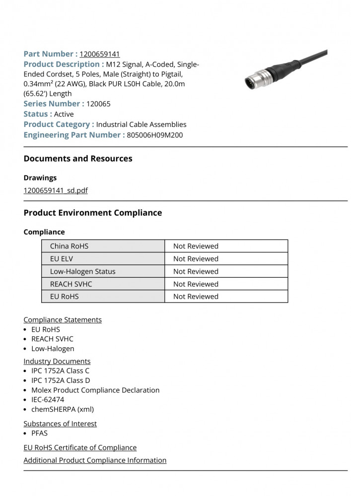 MOLEX product drawing reference image, page 1