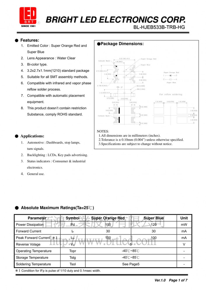 BL-HJEB533B-TRB-HG datasheet page 1