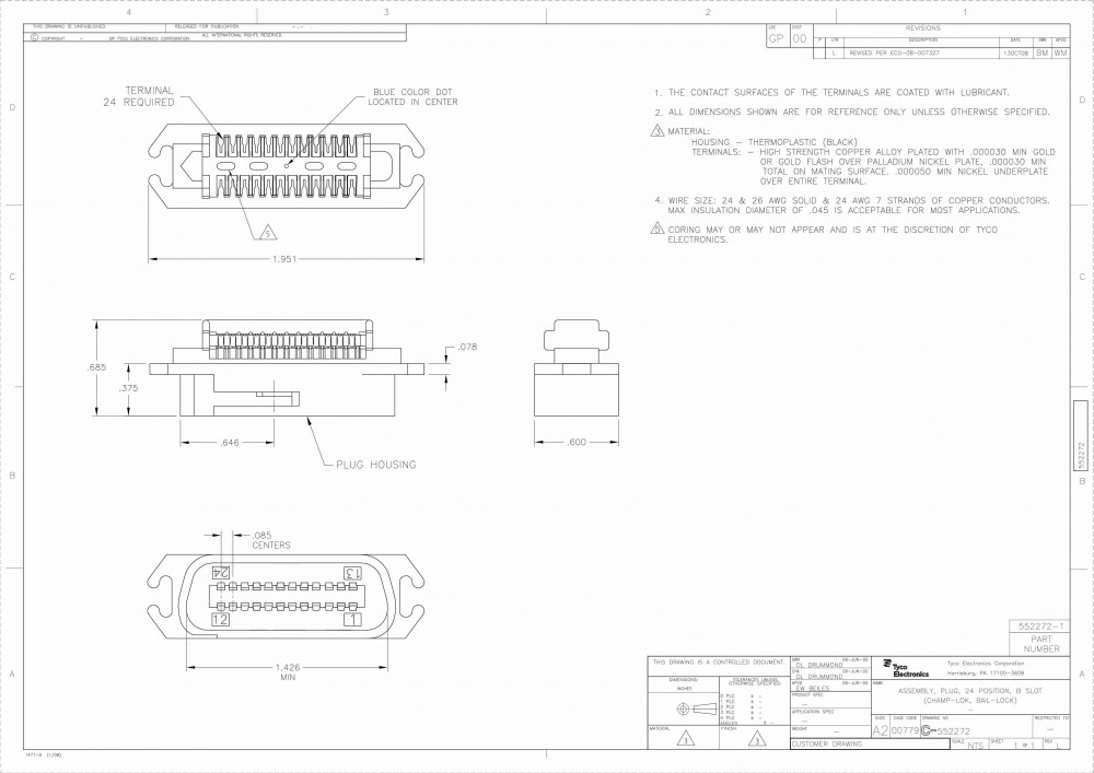 TE Connectivity 552272-1 technical drawing