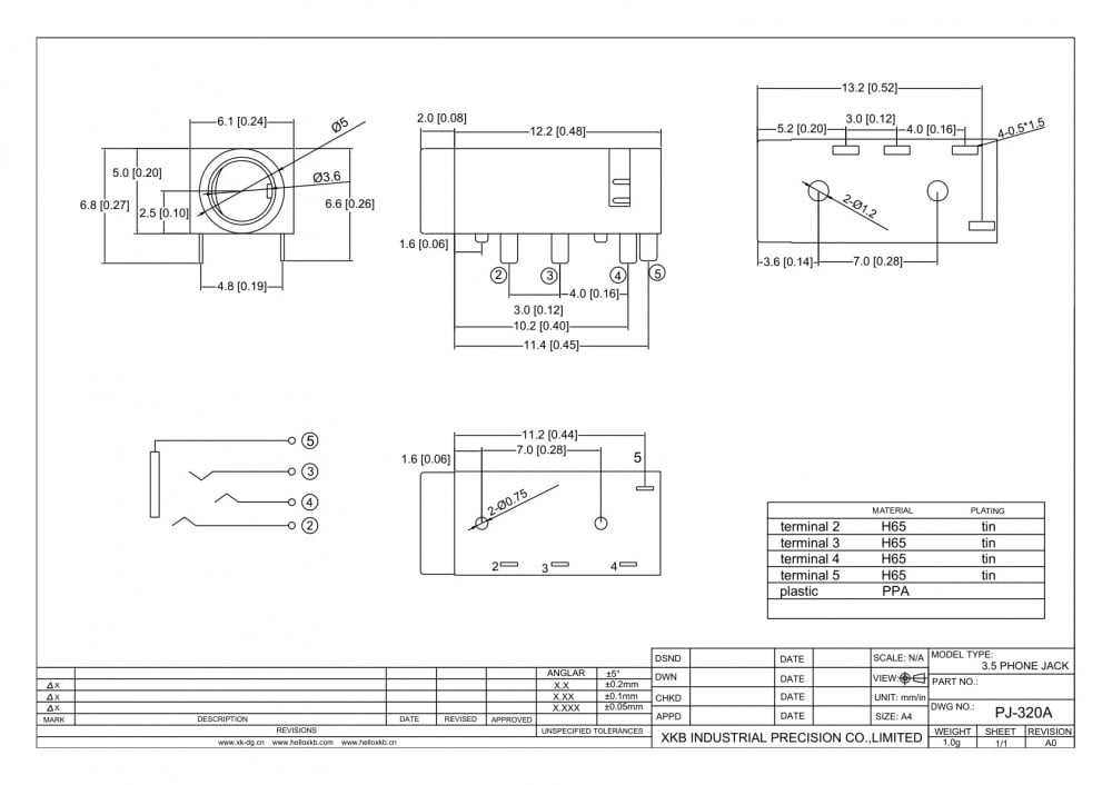 PJ-320A technical drawing page