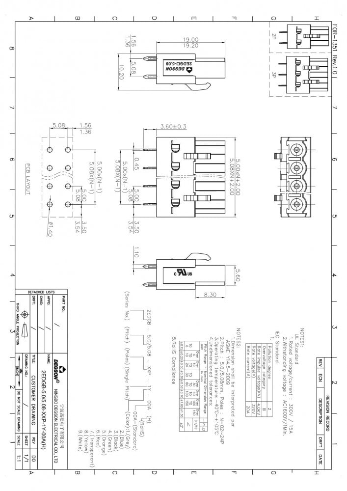 DEGSON 2EDGB-5.08-03P-14-00A(H) technical document preview