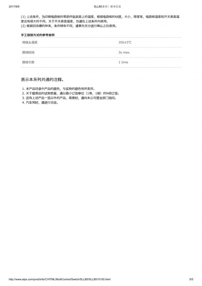 SLLB510100 packaging and soldering conditions